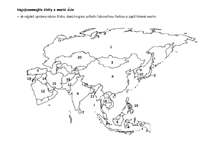 Slepa Mapa Statov Azie | PDF