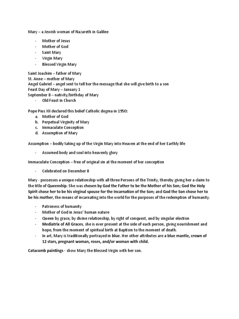 Facts About Mary | PDF | Mary, Mother Of Jesus | Saint Joseph