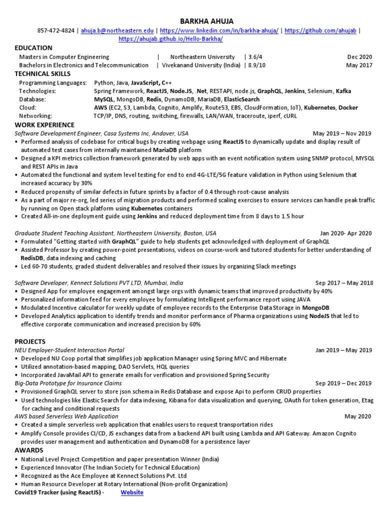 Barkha Ahuja Resume Pdf Web Application Information Age 