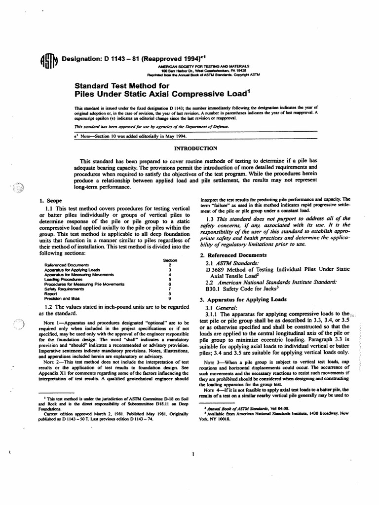 Astm D1143-81 | PDF | Deep Foundation | Beam (Structure)