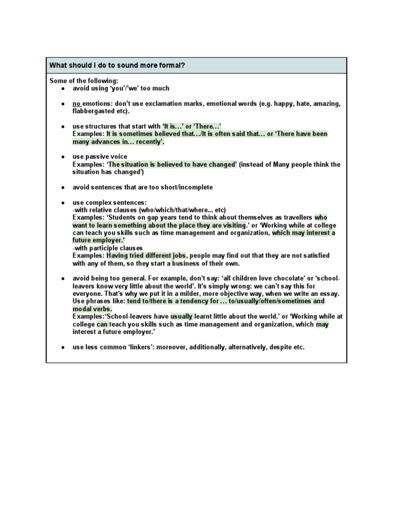 Features of Formal Style | PDF | Career & Growth | Language Arts ...