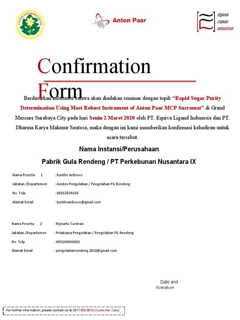Confirmation Form Surabaya | PDF