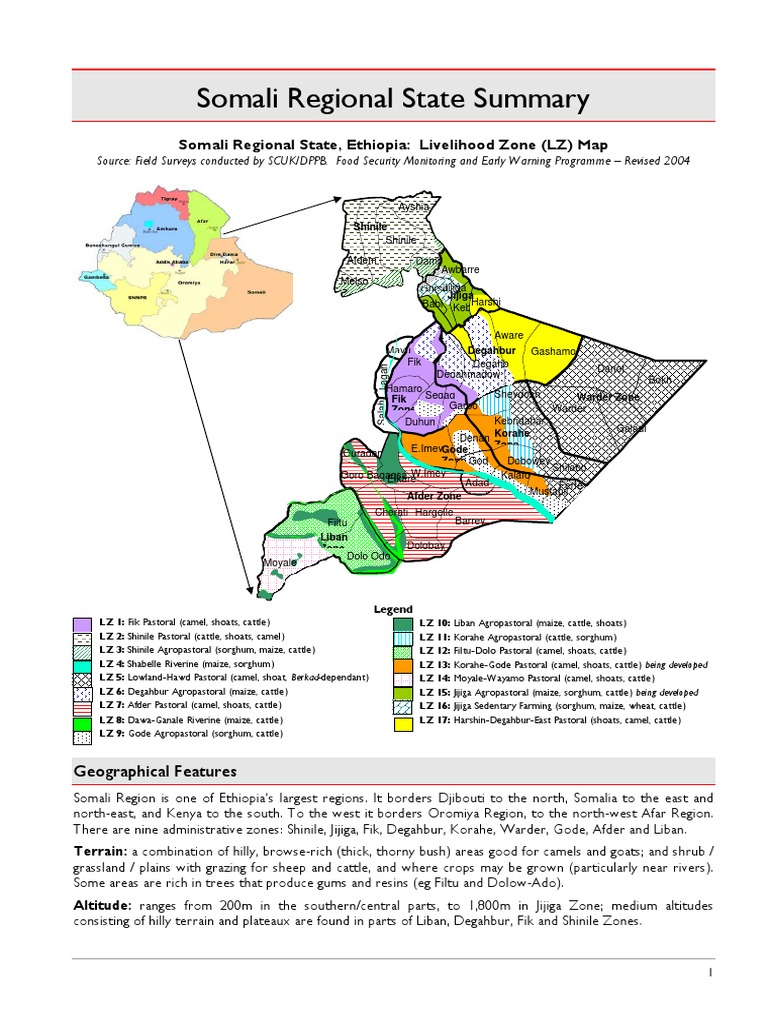 Somali Region Livelihood Zones Map | PDF | Pastoralism | Agriculture