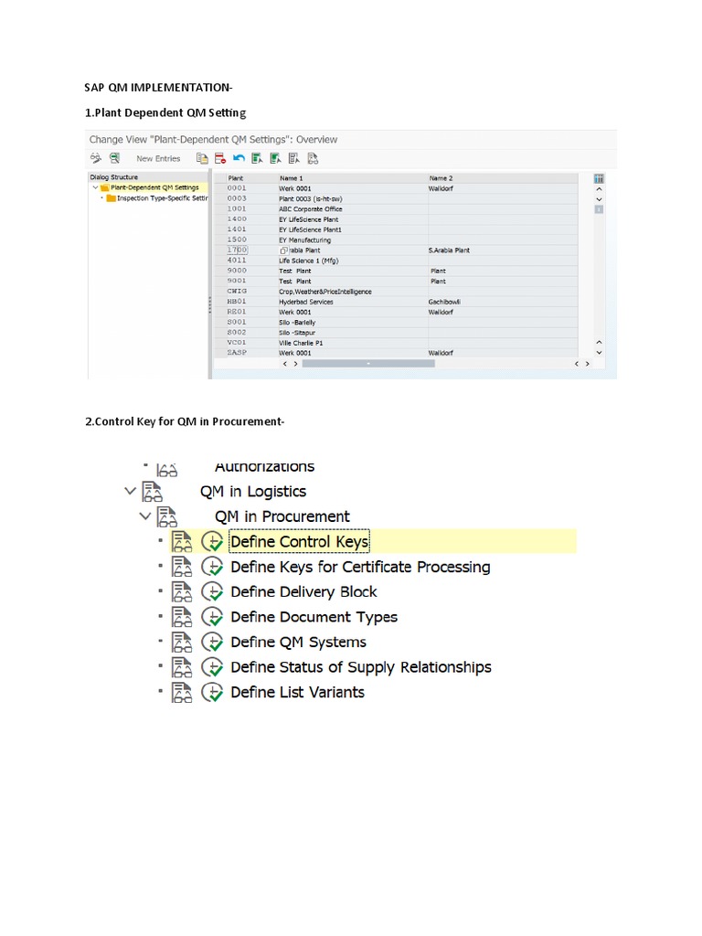 Check List For SAP QM Configuration | PDF