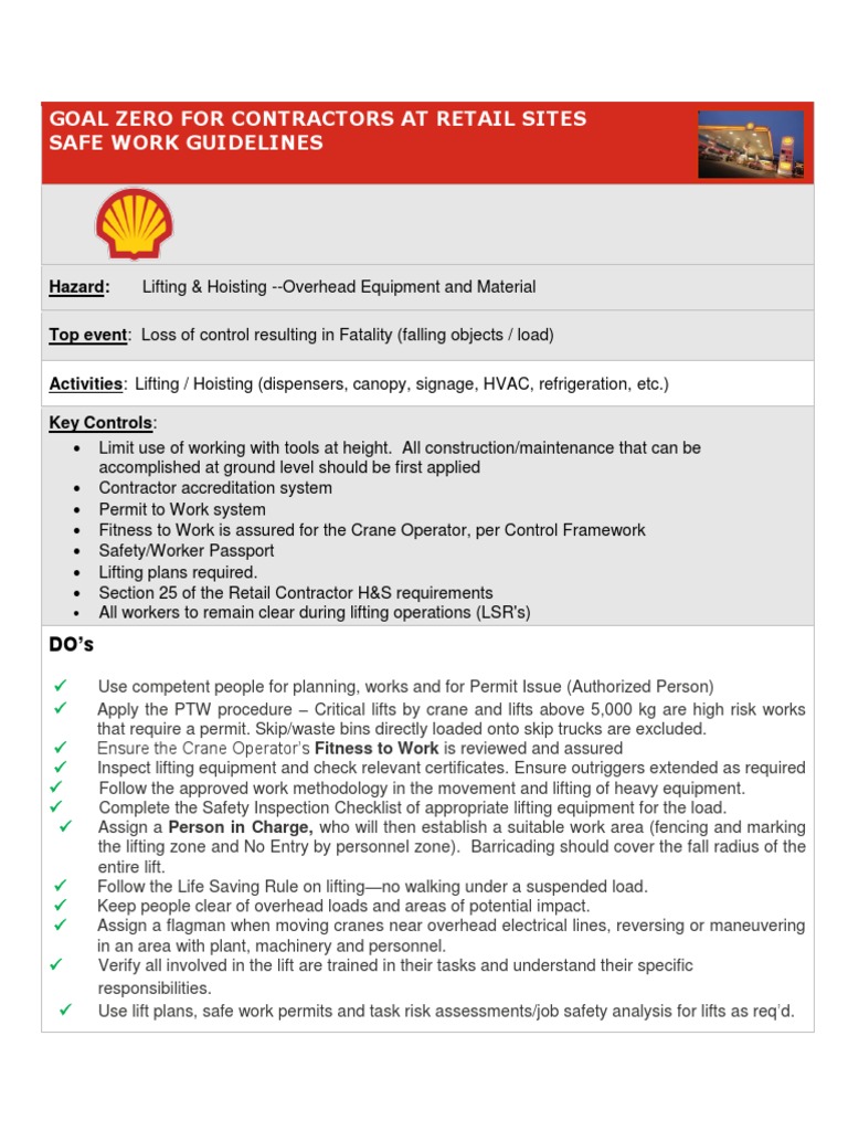 CONTRACTOR LIFTING SAFETY GUIDELINES | PDF | Crane (Machine) | Elevator