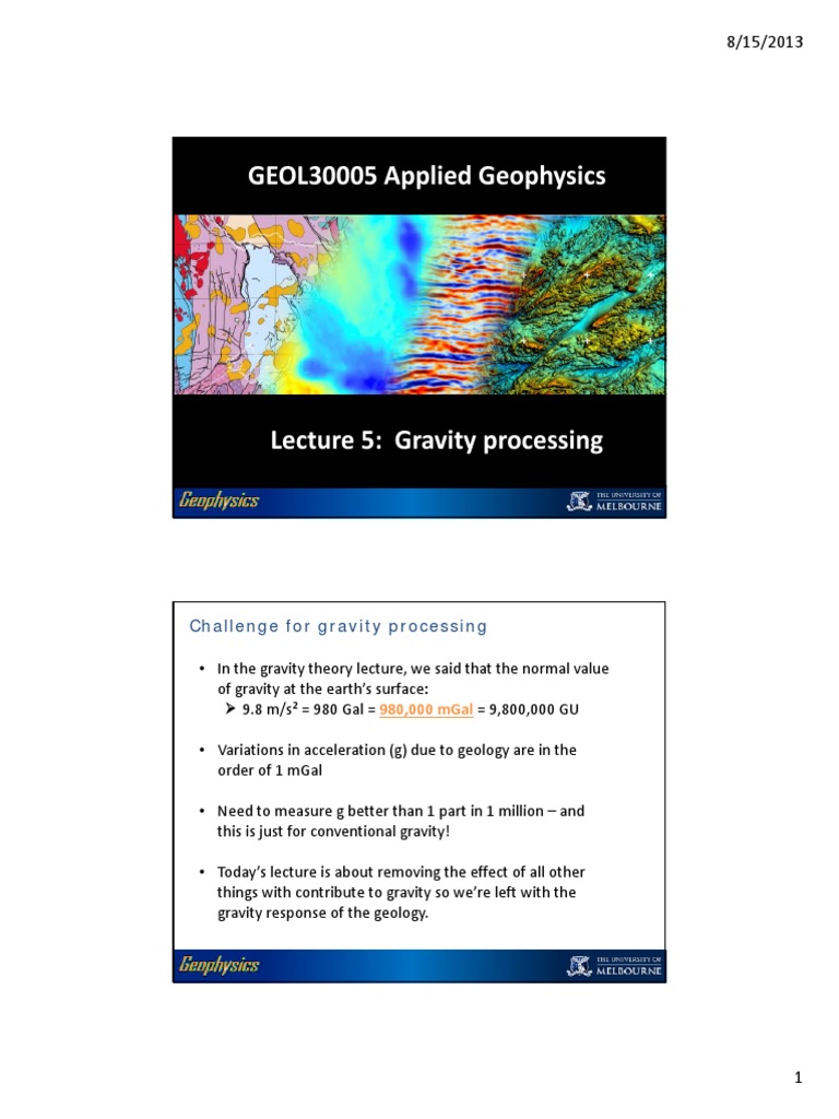 GEOL30005 Applied Geophysics: Challenge For Gravity Processing | PDF ...