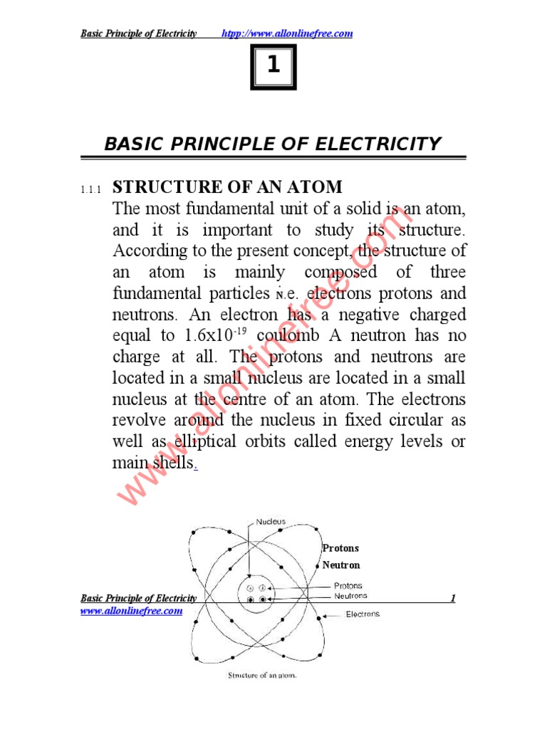 CHP 1 Basic Principle of Electricity | PDF | Band Gap | Atomic Nucleus
