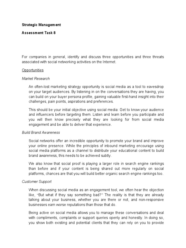 Strategic Management Assessment Task 8: Market Research | PDF ...