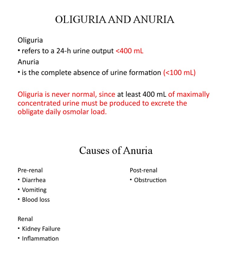 Oliguria and Anuria | PDF