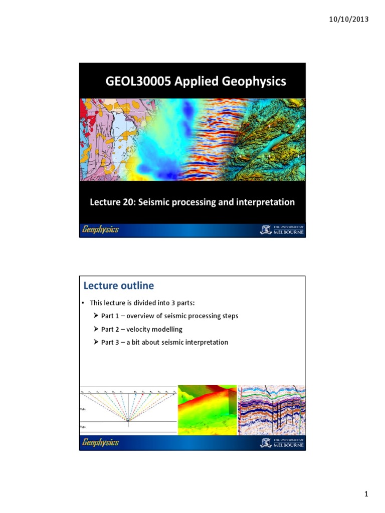 Lecture 20 Seismic Processing and Interpretation | PDF | Reflection ...