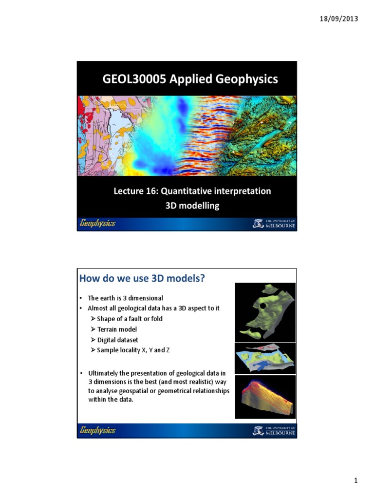 GEOL30005 Applied Geophysics: How Do We Use 3D Models? | PDF | Geology ...