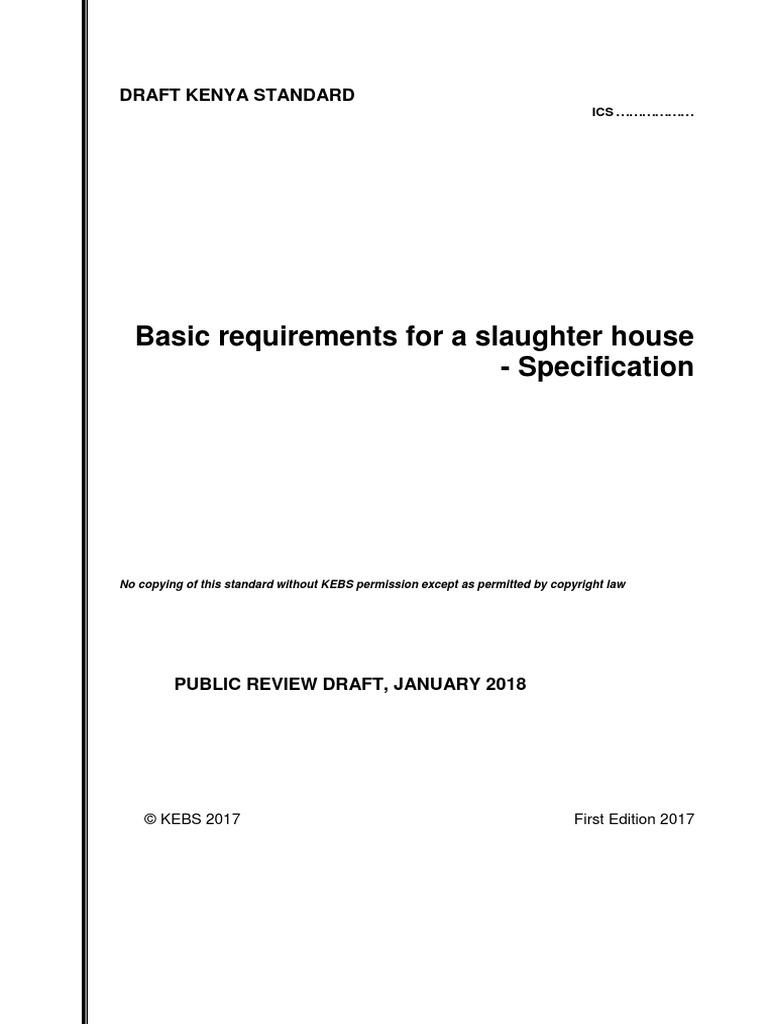 Slaughterhouse Basic Requirements Standard | PDF | Animal Slaughter ...