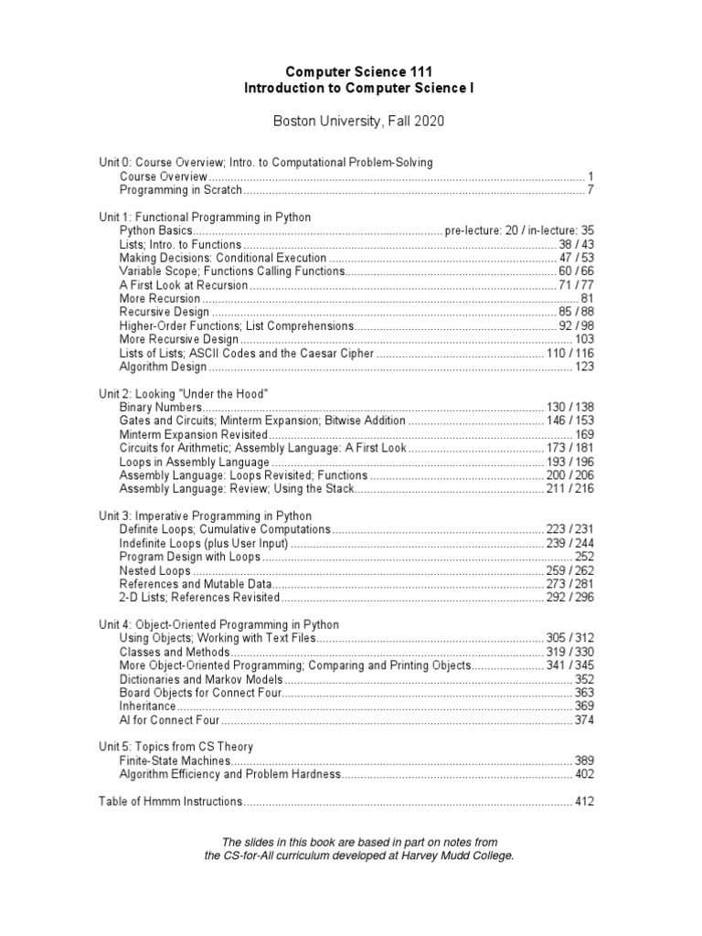 cs111 Coursepack 20fall | PDF | Control Flow | Subroutine