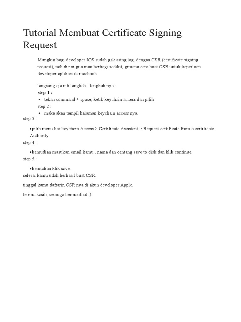 Cara Membuat Certificate Signing Request (CSR) untuk Aplikasi iOS di ...