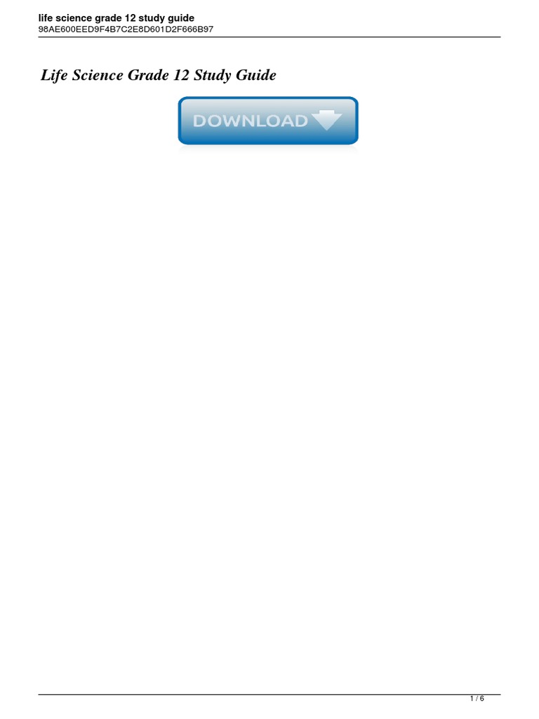 Life Science Grade 12 Study Guide | PDF | Test (Assessment) | Biology