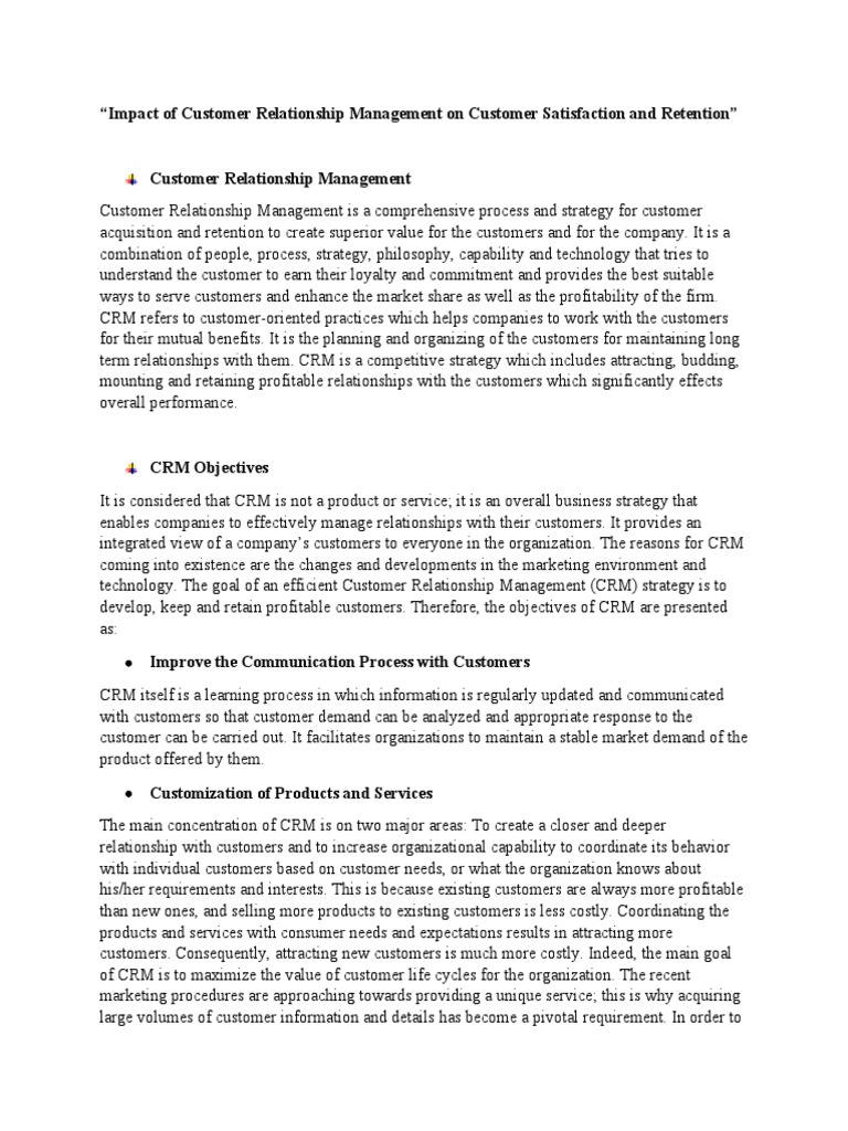 Customer Relationship Management | PDF | Customer Relationship ...