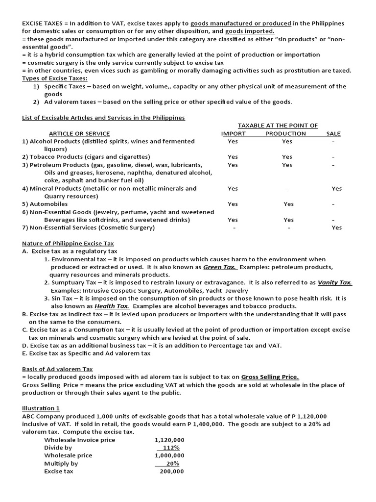 Excise Tax | PDF | Excise | Taxation