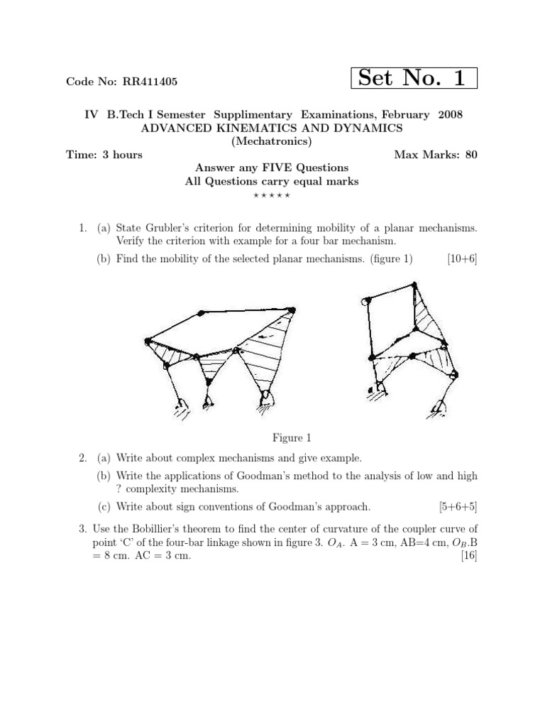 Rr411405 Advanced Kinematics and Dynamics | Mechanics | Classical Mechanics