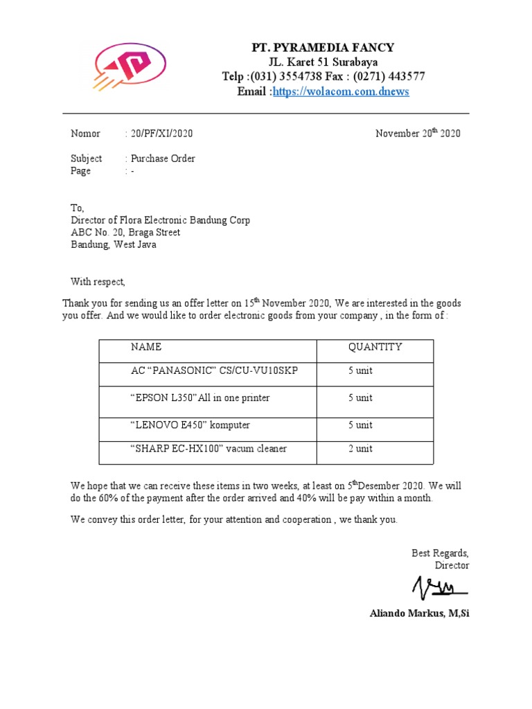 PT Pyramedia Fancy Order 5 Units AC, Printers, and Vacuum Cleaners | PDF