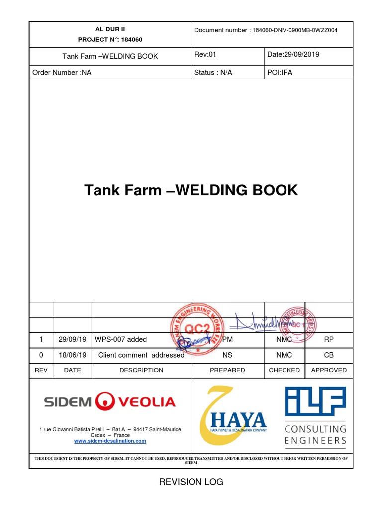 Weld Map For Al-Dur II - Tanks-Rev-01 | PDF | Nature