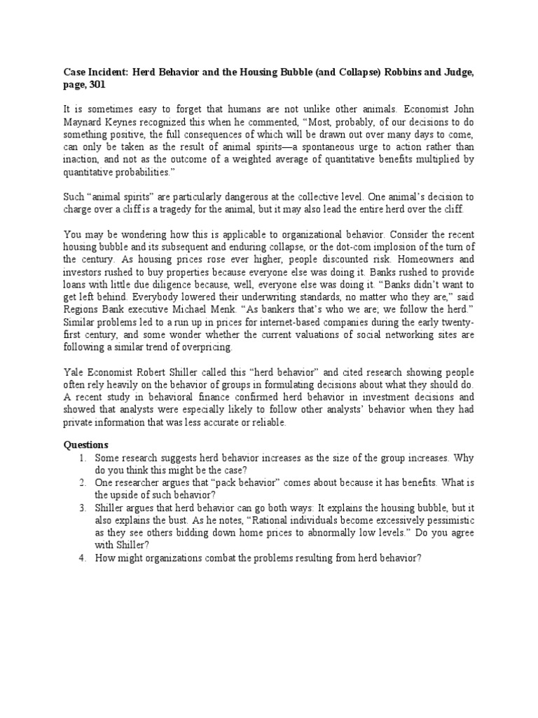 Herd Behavior in Housing Market Collapse | PDF | Real Estate Bubble ...