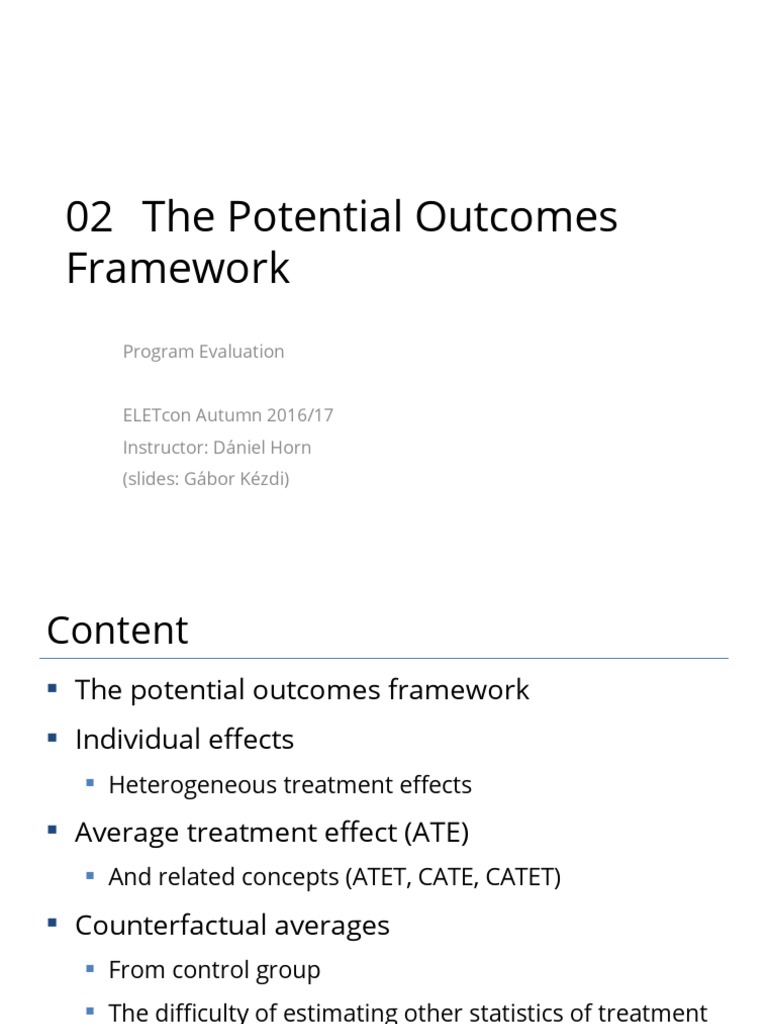 02 The Potential Outcomes Framework | PDF | Evaluation Methods | Analysis