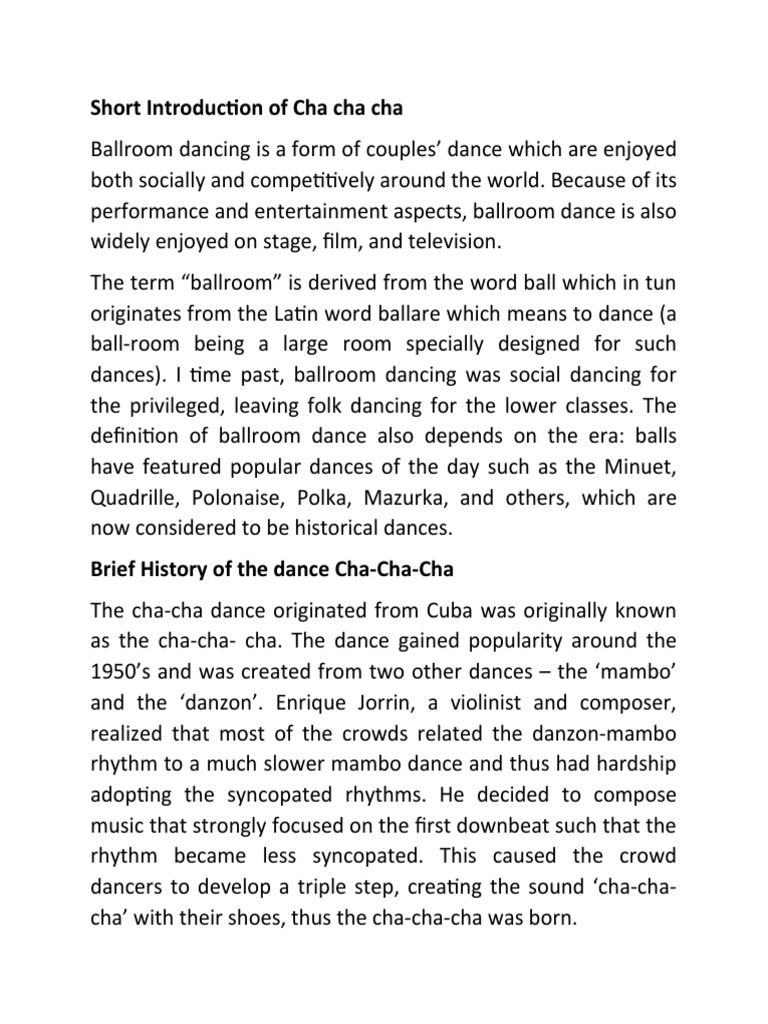 Short Introduction of Cha Cha Cha | PDF