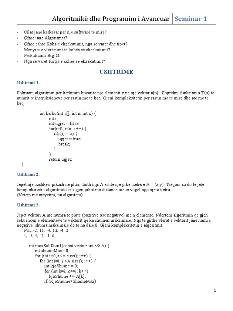 Algoritme Ushtrime Te Ndryshme | PDF