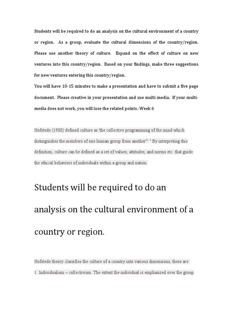 Cultural Analysis for New Ventures | PDF | Human Nature | Psychological ...