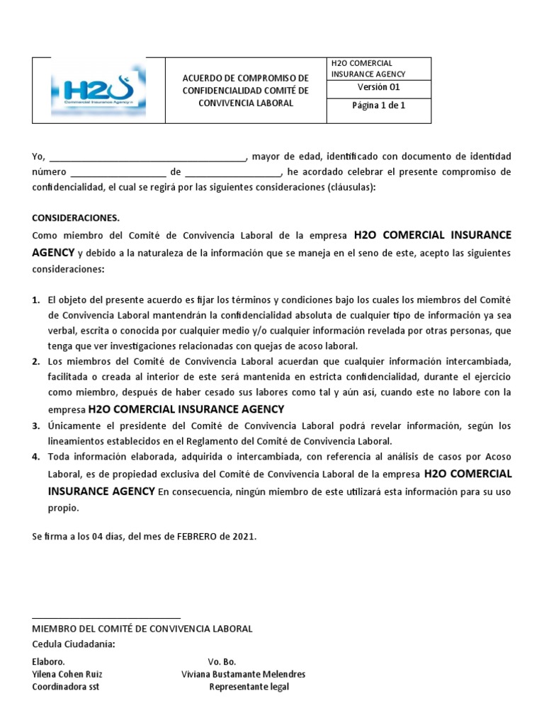 Modelo Acta de Confidencialidad | PDF