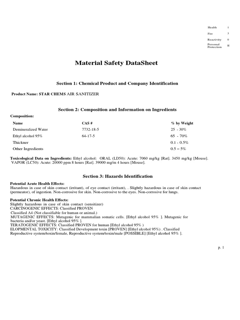 MSDS Hand Sanitizer | PDF | Ethanol | Iodine