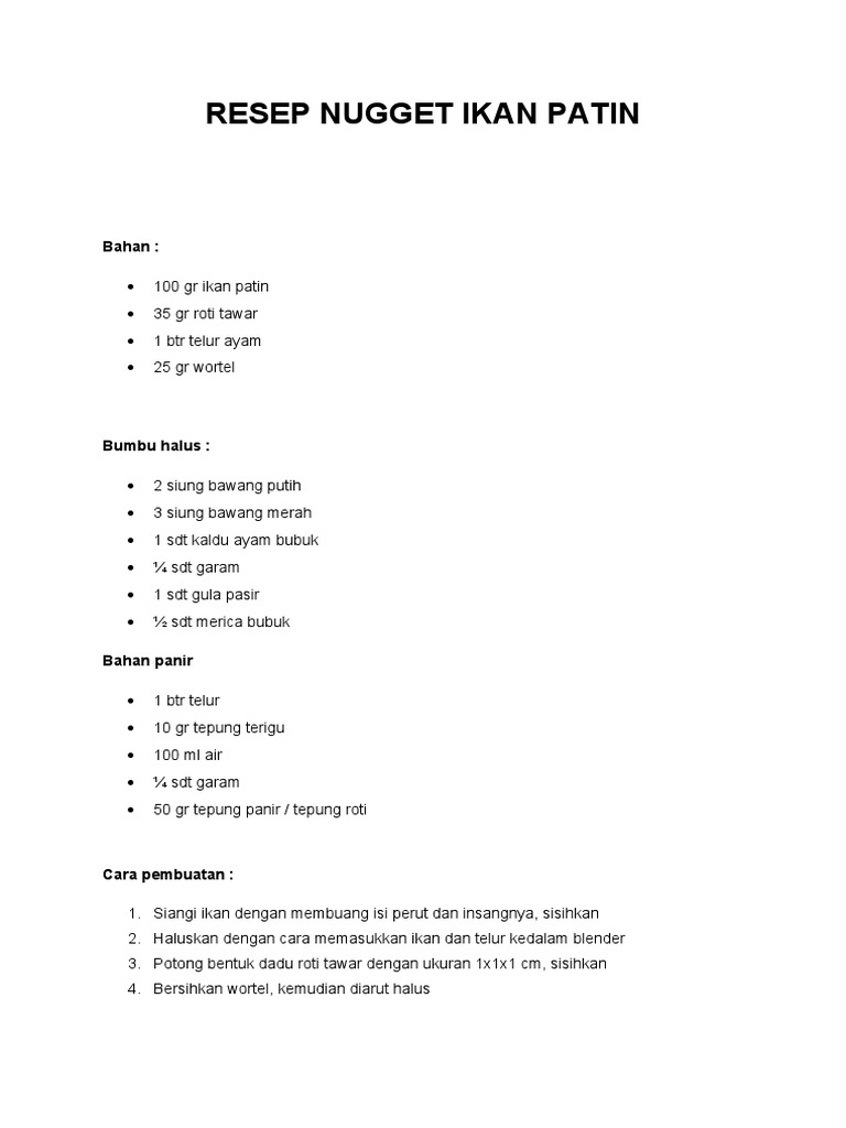 Resep Nugget Ikan Patin | PDF