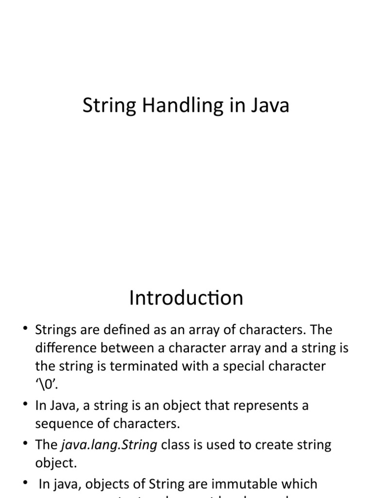 String Handling In Java Pdf String Computer Science Constructor Object Oriented 5851