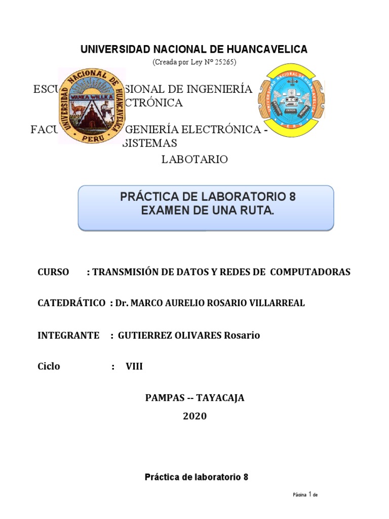 Laboratorio 8 | PDF | Enrutador (Computación) | Dirección IP