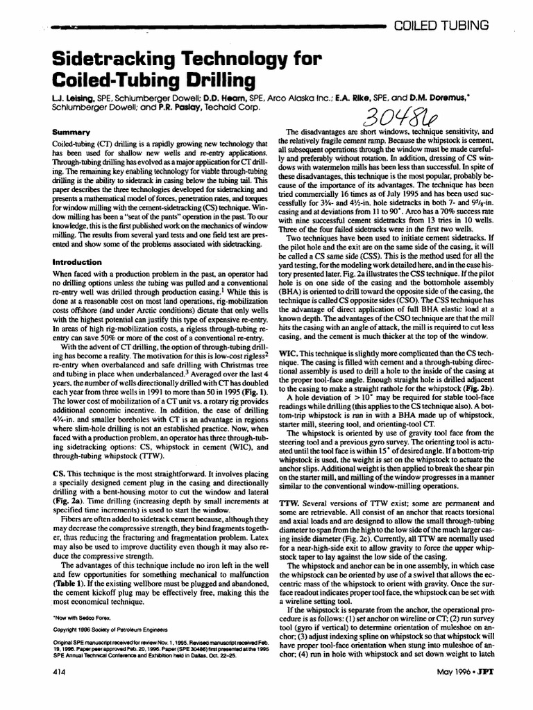 (30486) Sidetracking Technology For Coiled Tubing Drilling . | PDF ...