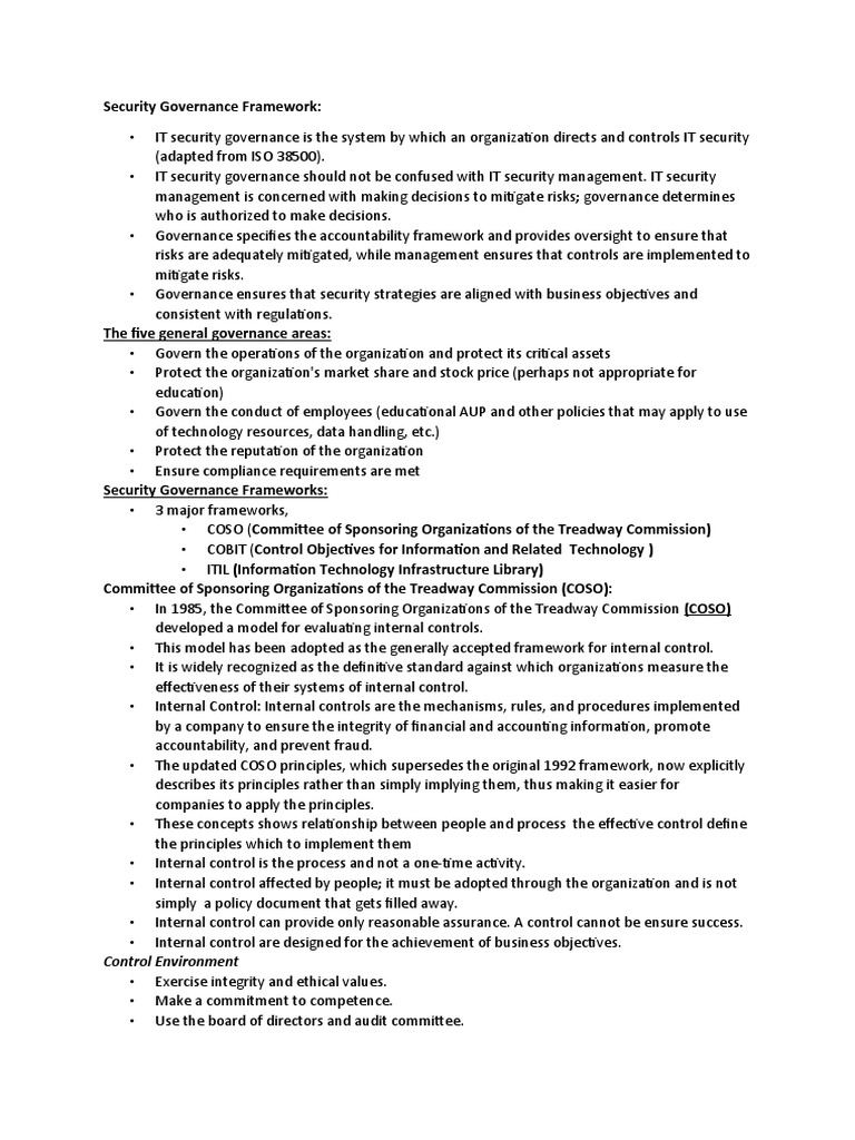Security Governance Framework | PDF | Internal Control | International ...