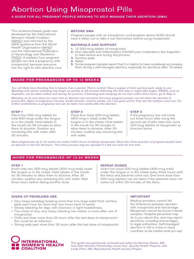 Abortion Using Misoprostol Pills: Before Sma | PDF | Miscarriage | Pregnancy