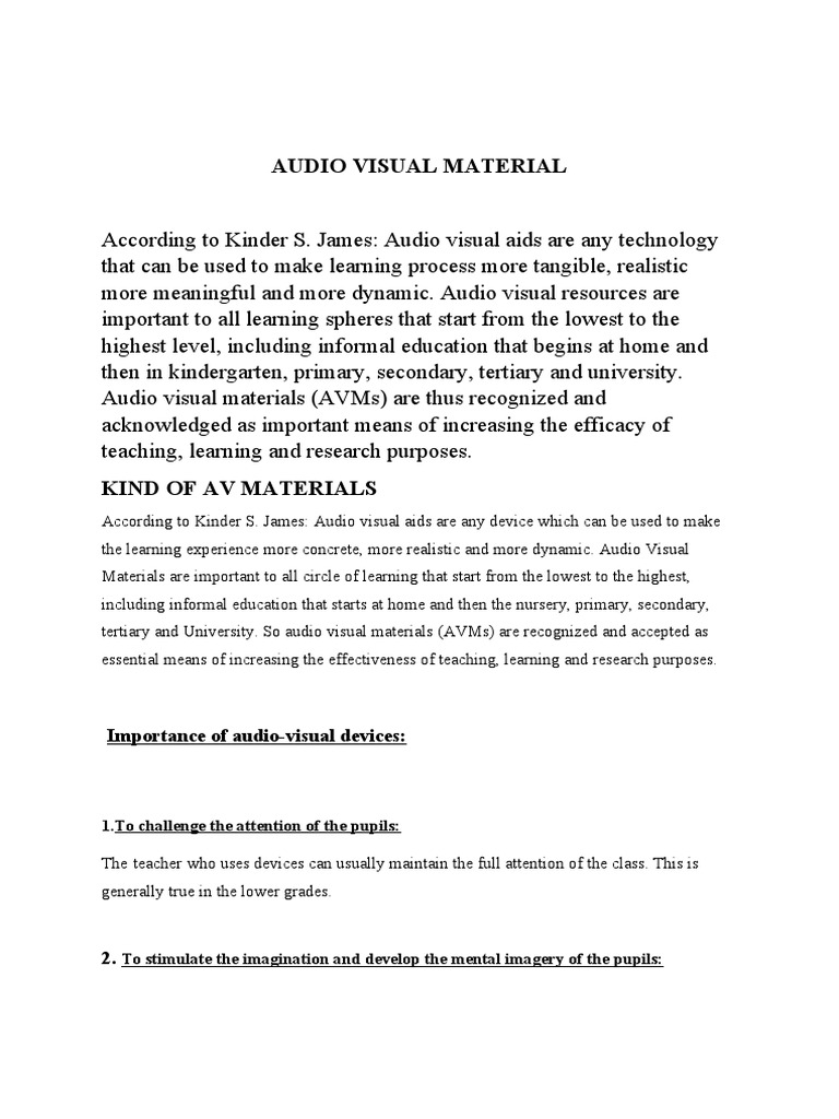 Audio Visual Material | PDF | Mental Image | Idea