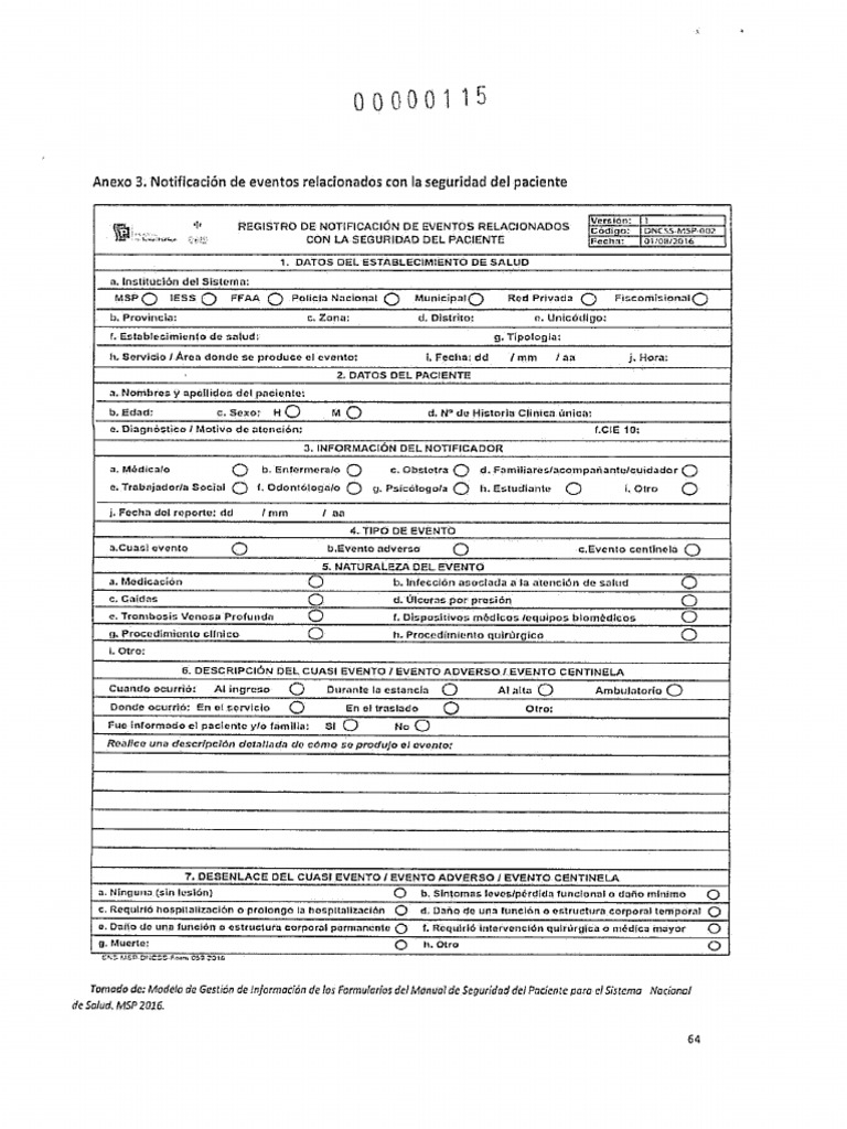 Form 059 - Notificacion de Eventos Adversos | PDF