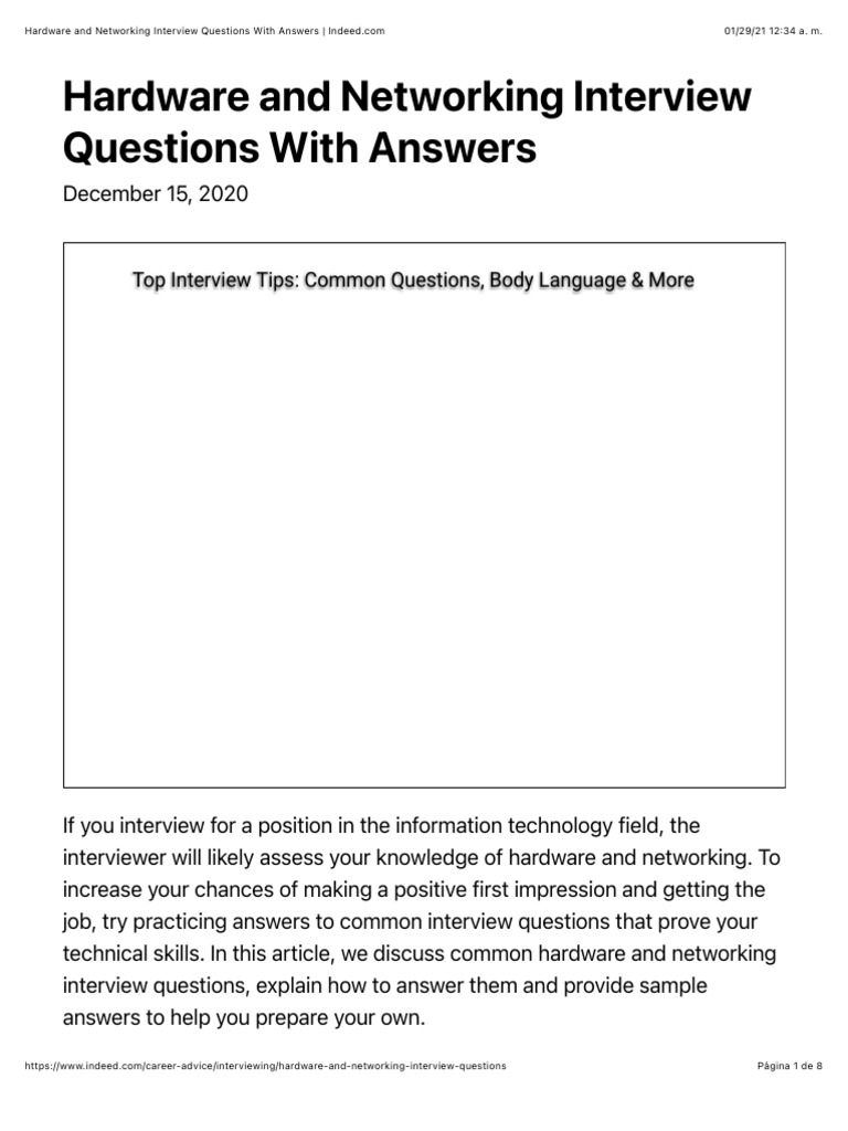 Computer Hardware And Networking Interview Question And Answer