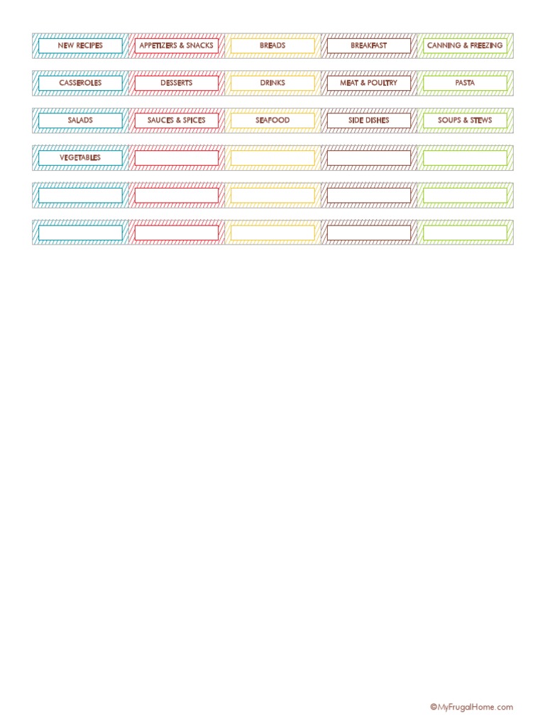 Recipe Book Divider Labels | PDF