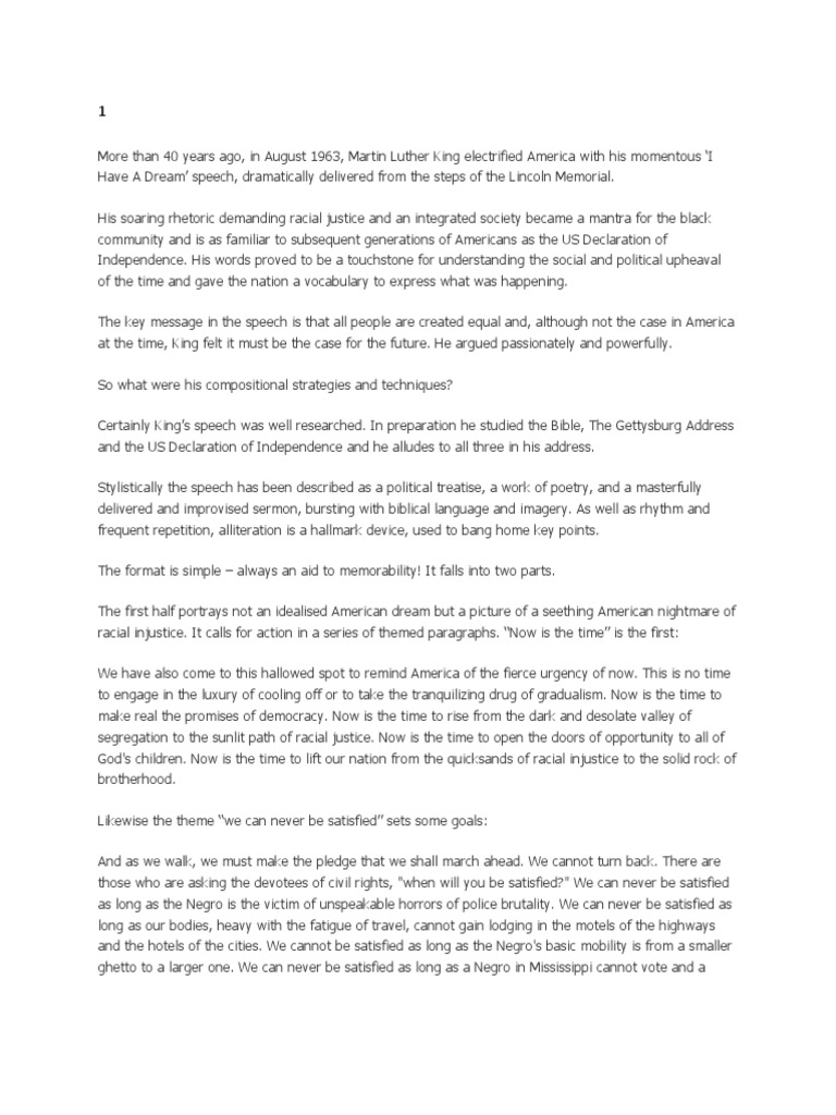 Martin Luther King Speech | PDF | Rhetoric