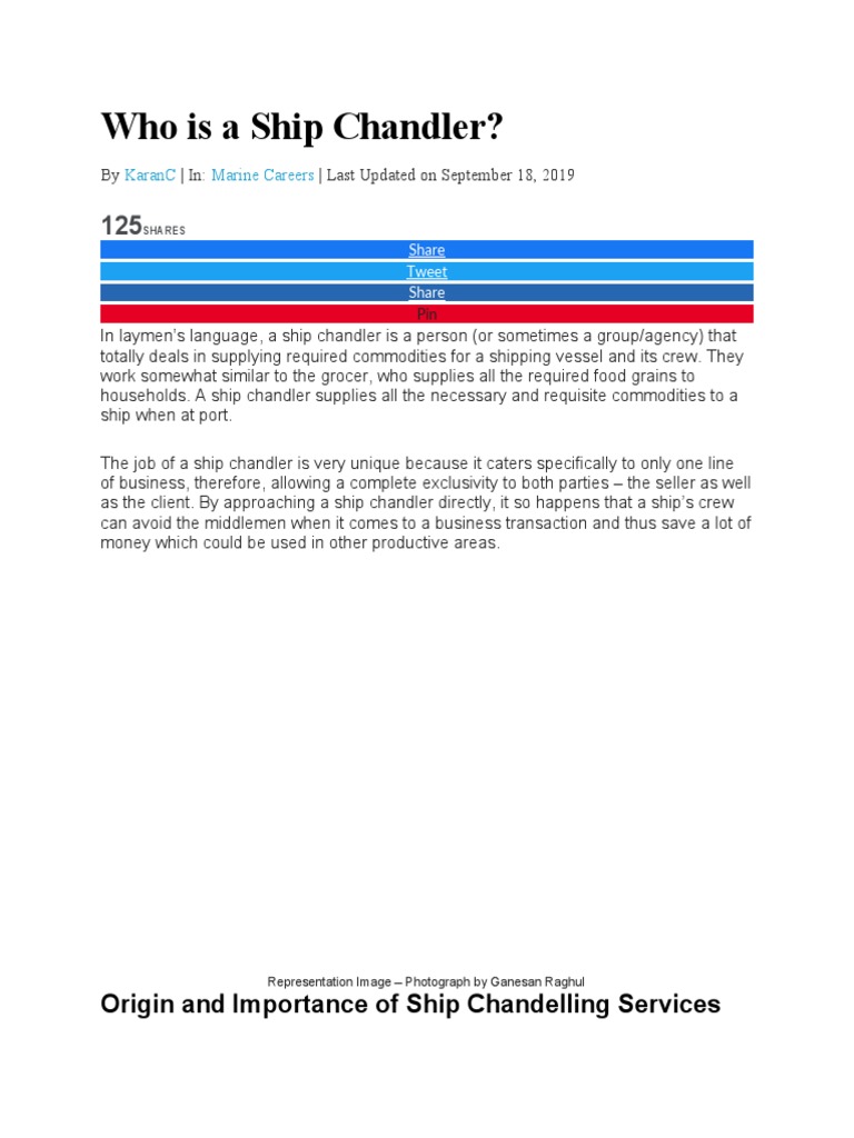 Who Is A Ship Chandler?: Origin and Importance of Ship Chandelling ...