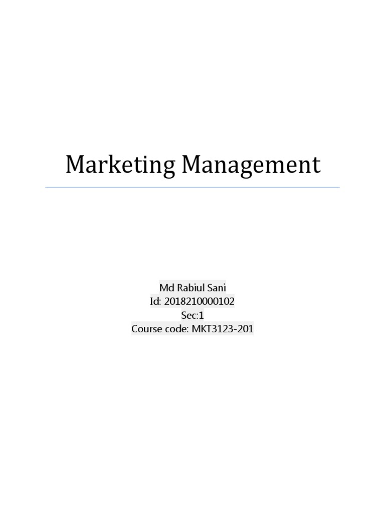 Marketing Management Assignment | PDF | Consumer Behaviour | Strategic ...