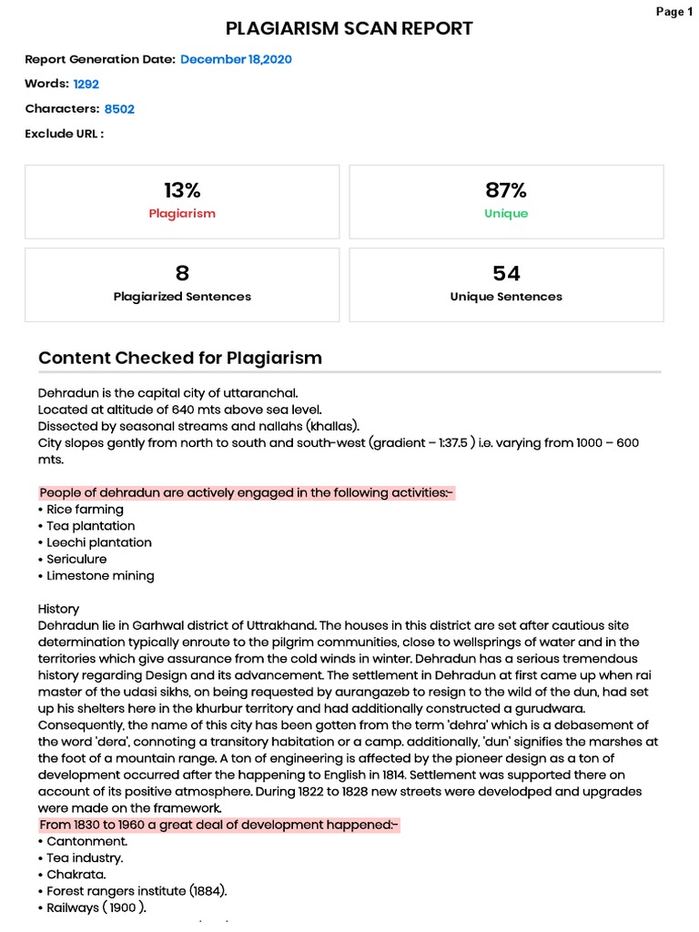 Plagiarism Scan Report: Content Checked For Plagiarism | PDF | Traffic ...