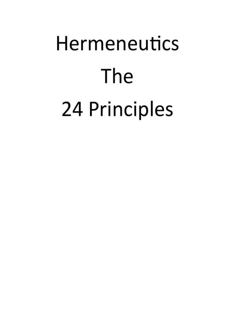 Hermeneutics The 24 Principles | Download Free PDF | Covenant (Biblical ...