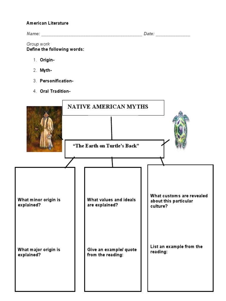 Native American Myth Jigsaw Work The Earth On Turtles Back | PDF ...