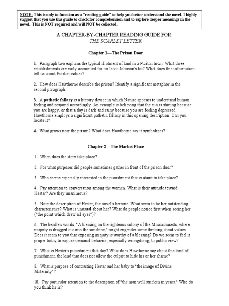 TSL Study Guide Questions | PDF | The Scarlet Letter