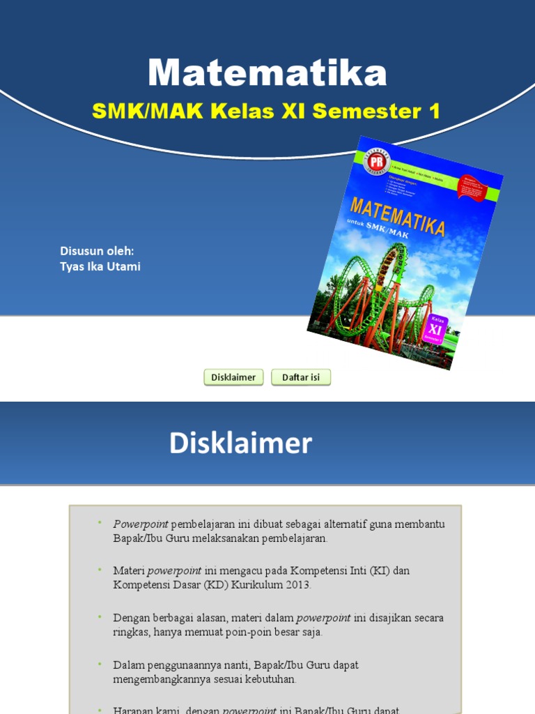 Power Point PR Matematika SMK 11A Ed. 2019 | PDF | Metode & Bahan Ajar | Sains & Matematika