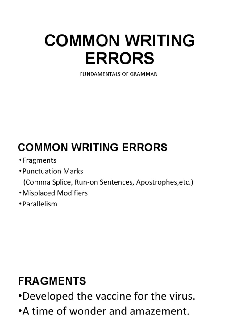 Common Writing Error | PDF | English Grammar | Language Mechanics